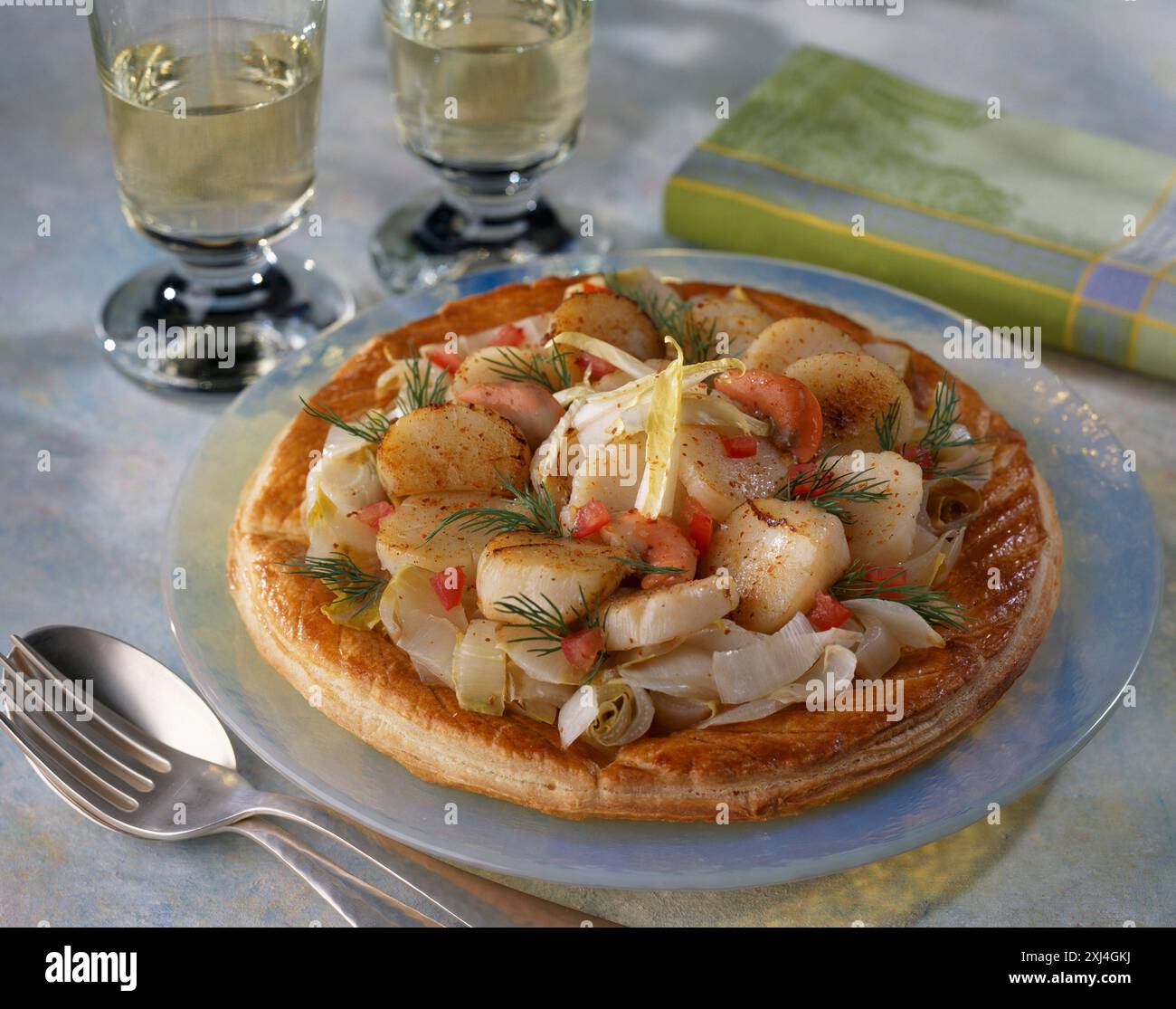 Scallop flaky pastry tart Stock Photo - Alamy