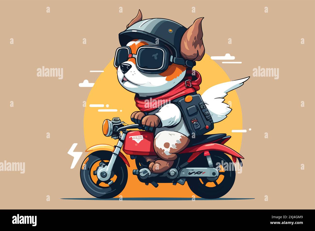 Dog riding a motorcycle vector illustration Stock Vector Image & Art ...
