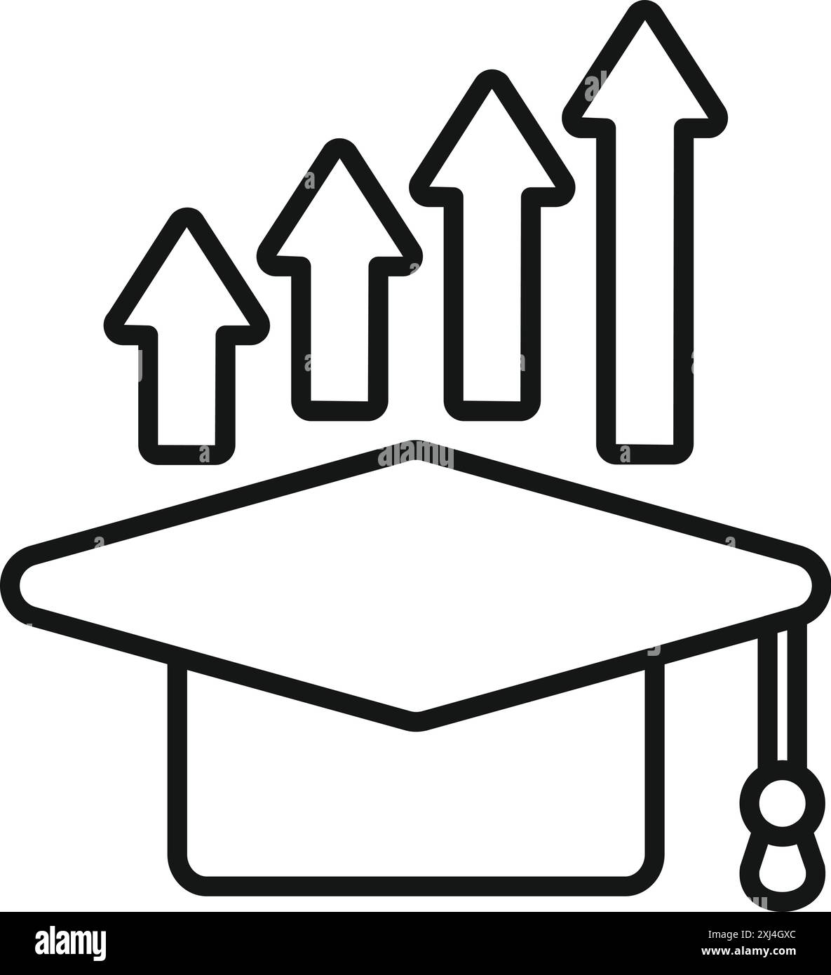 Graduation cap with upward arrows symbolizing personal and professional ...