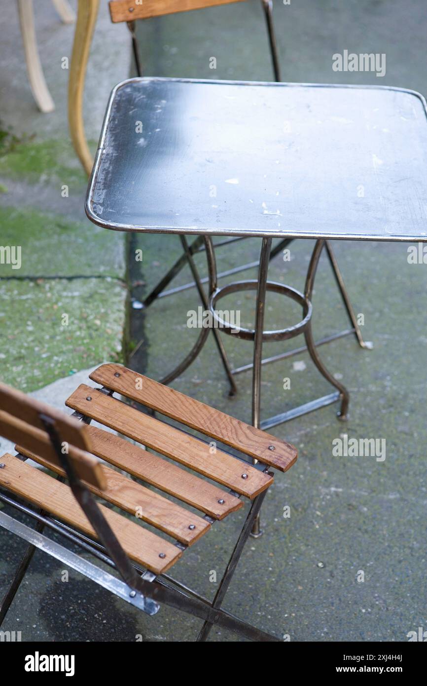 Chair and table on the terrace Stock Photo - Alamy
