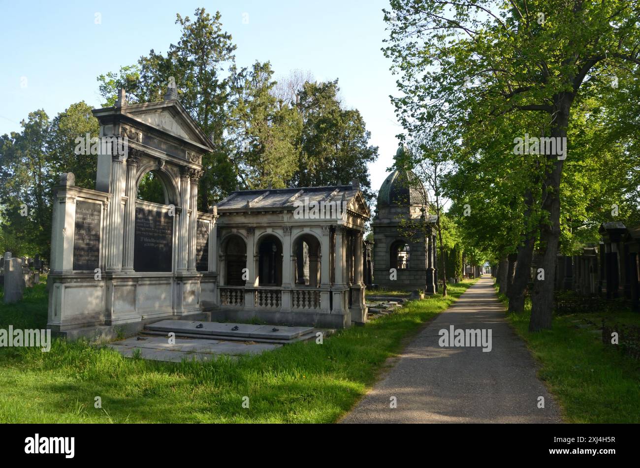 Grand monuments in the old Jewish cemetery at zentralfriedhof (central ...