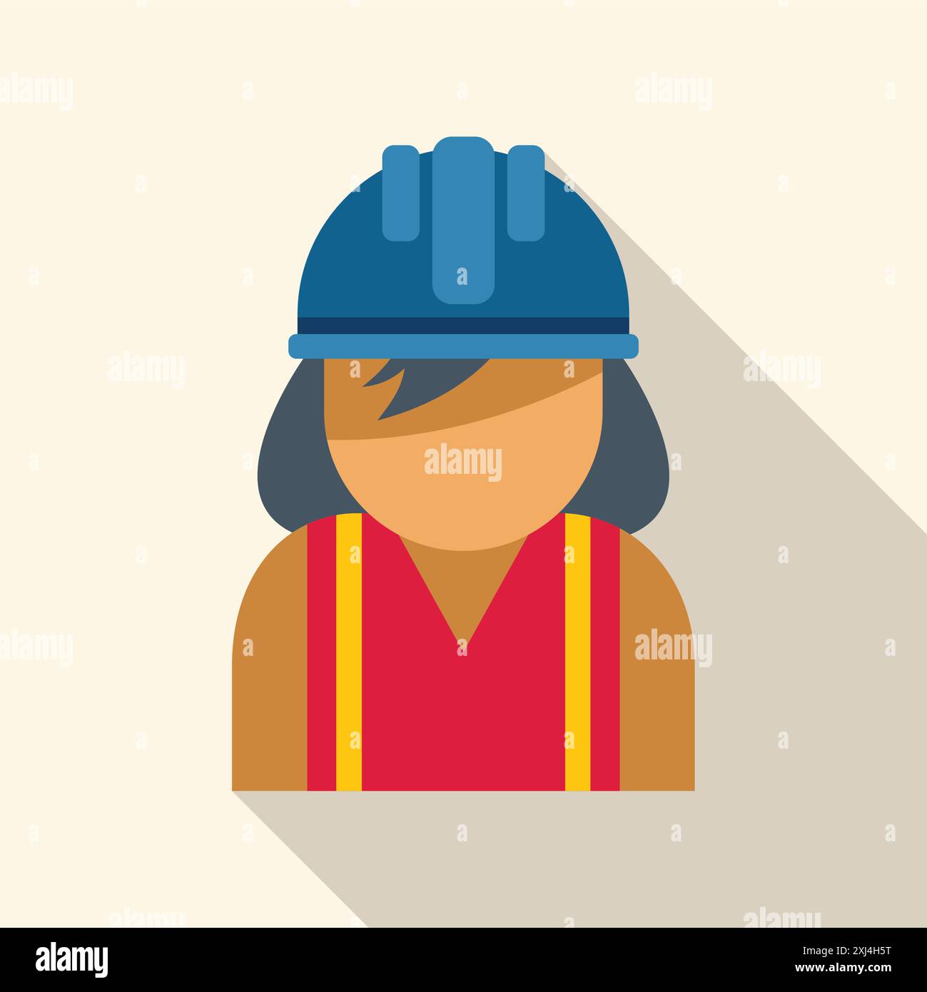 Illustration of a female construction worker wearing a hard hat and ...