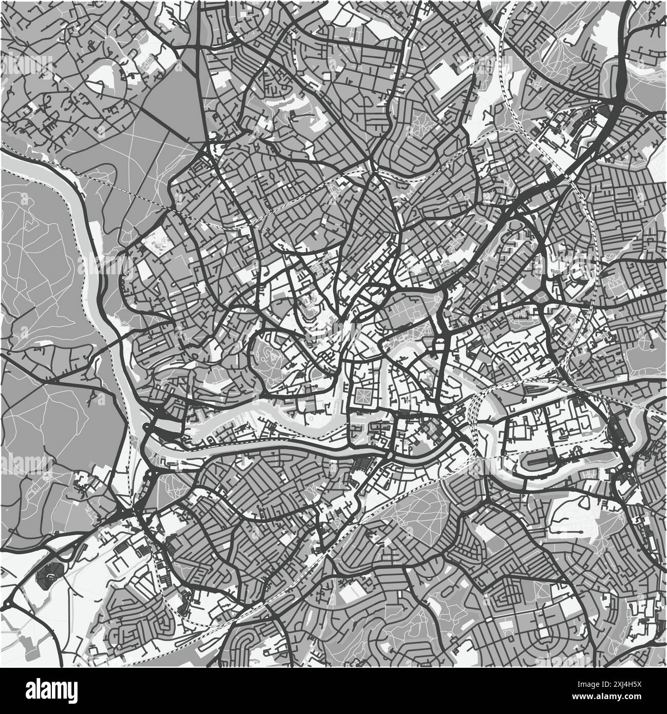 Map of Bristol in United Kingdom in grayscale. Contains layered vector ...