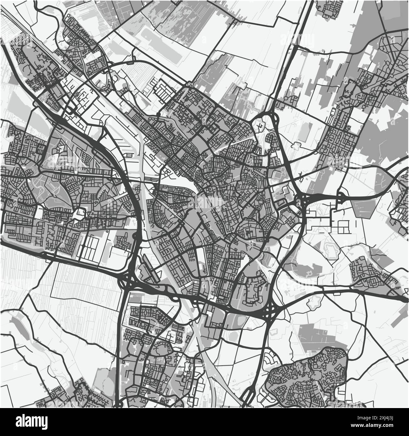 Map of Utrecht in Netherlands in grayscale. Contains layered vector ...