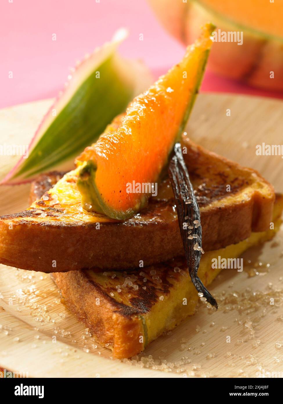French toast with melon and fig Stock Photo - Alamy