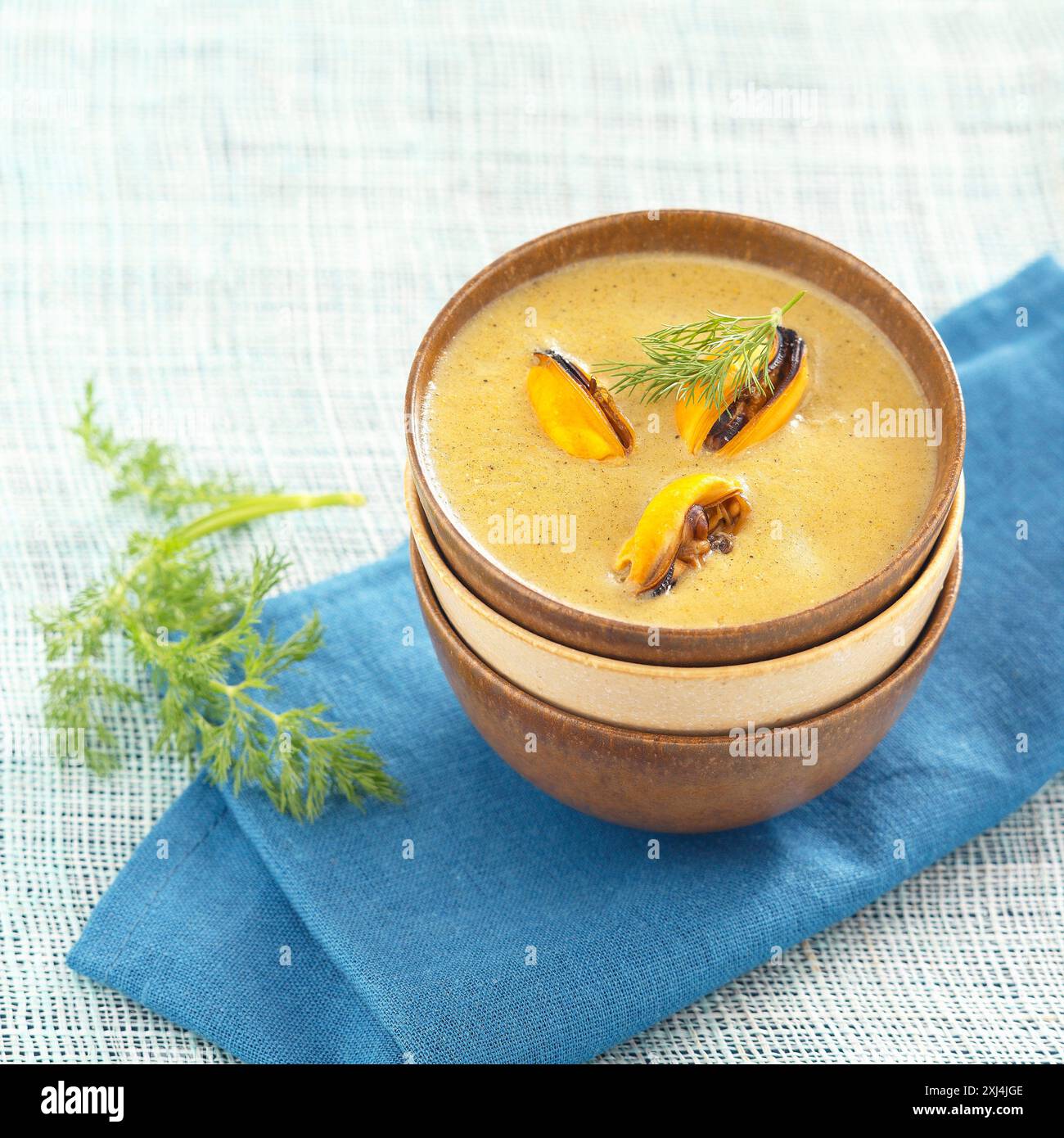 Creamy mussel chowder Stock Photo - Alamy