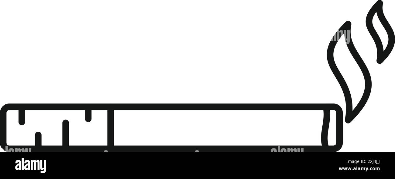 Simple line art illustration depicting a cigarette burning with smoke ...