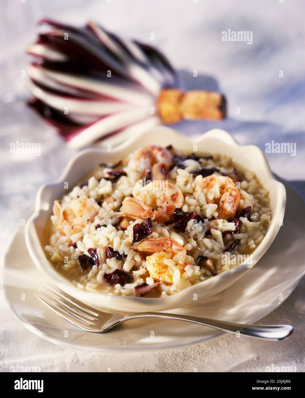 Dublin Bay prawn and red chicory risotto Stock Photo - Alamy