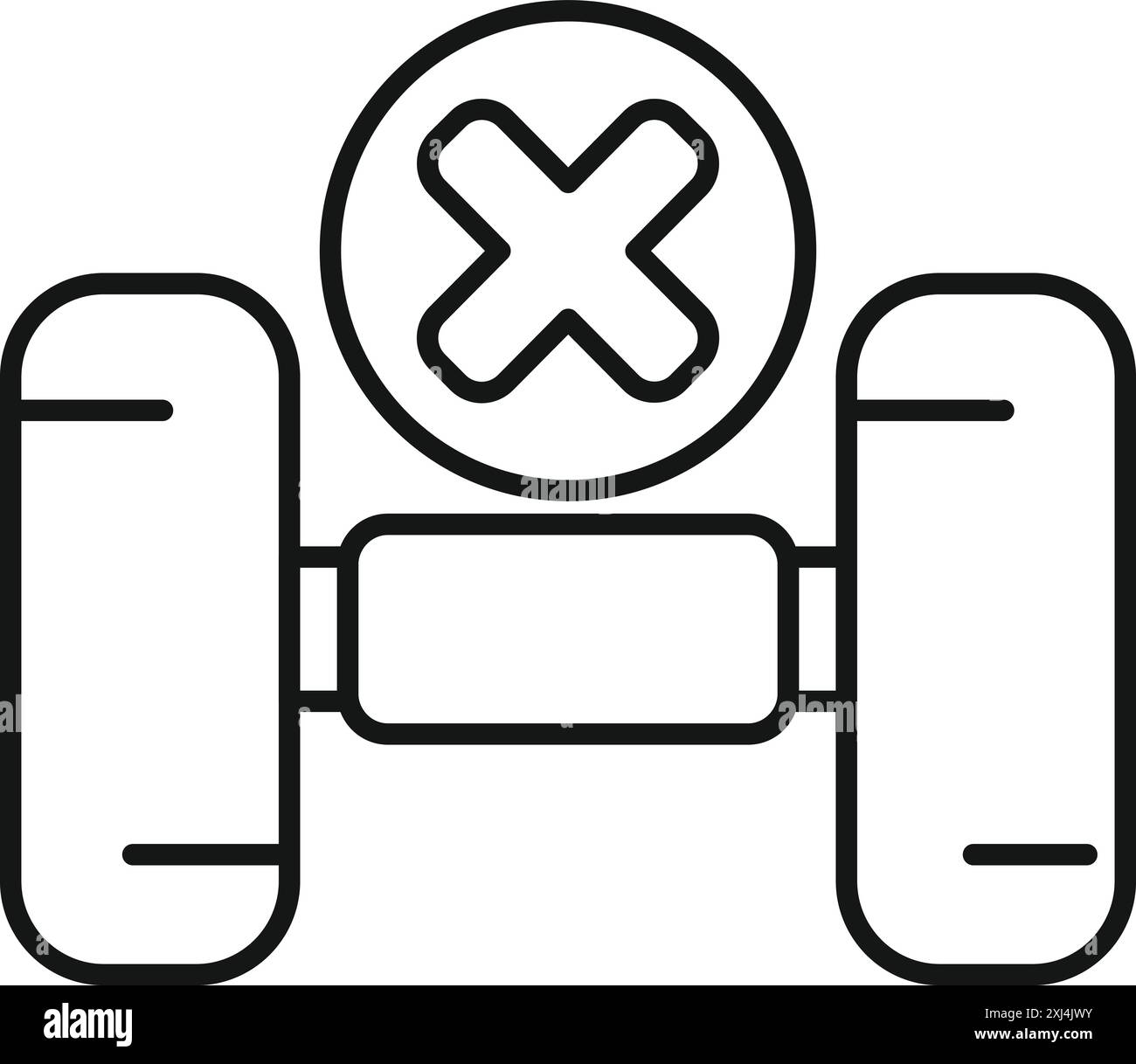 Line icon of an electric scooter with a cross sign, indicating an error ...