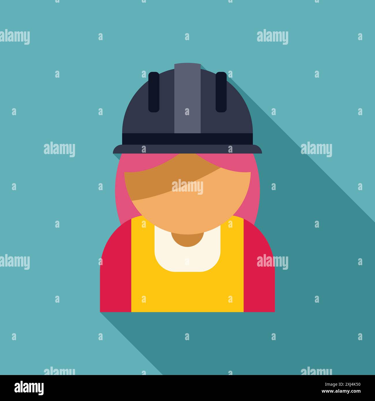 Icon of a female construction worker wearing a hard hat and safety vest ...