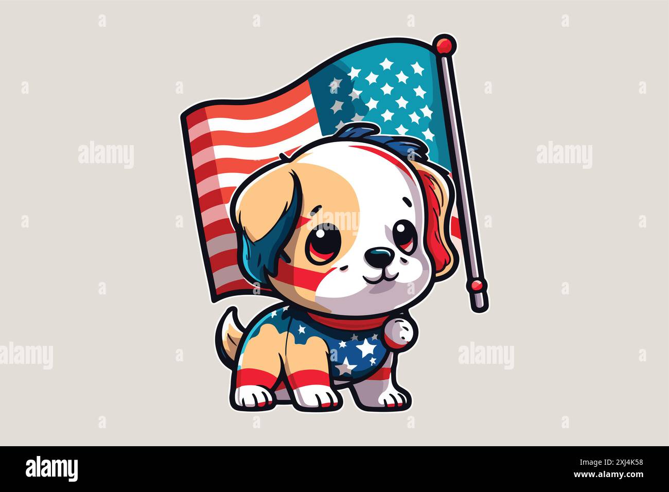 Dog holding an American flag vector Stock Vector Image & Art - Alamy
