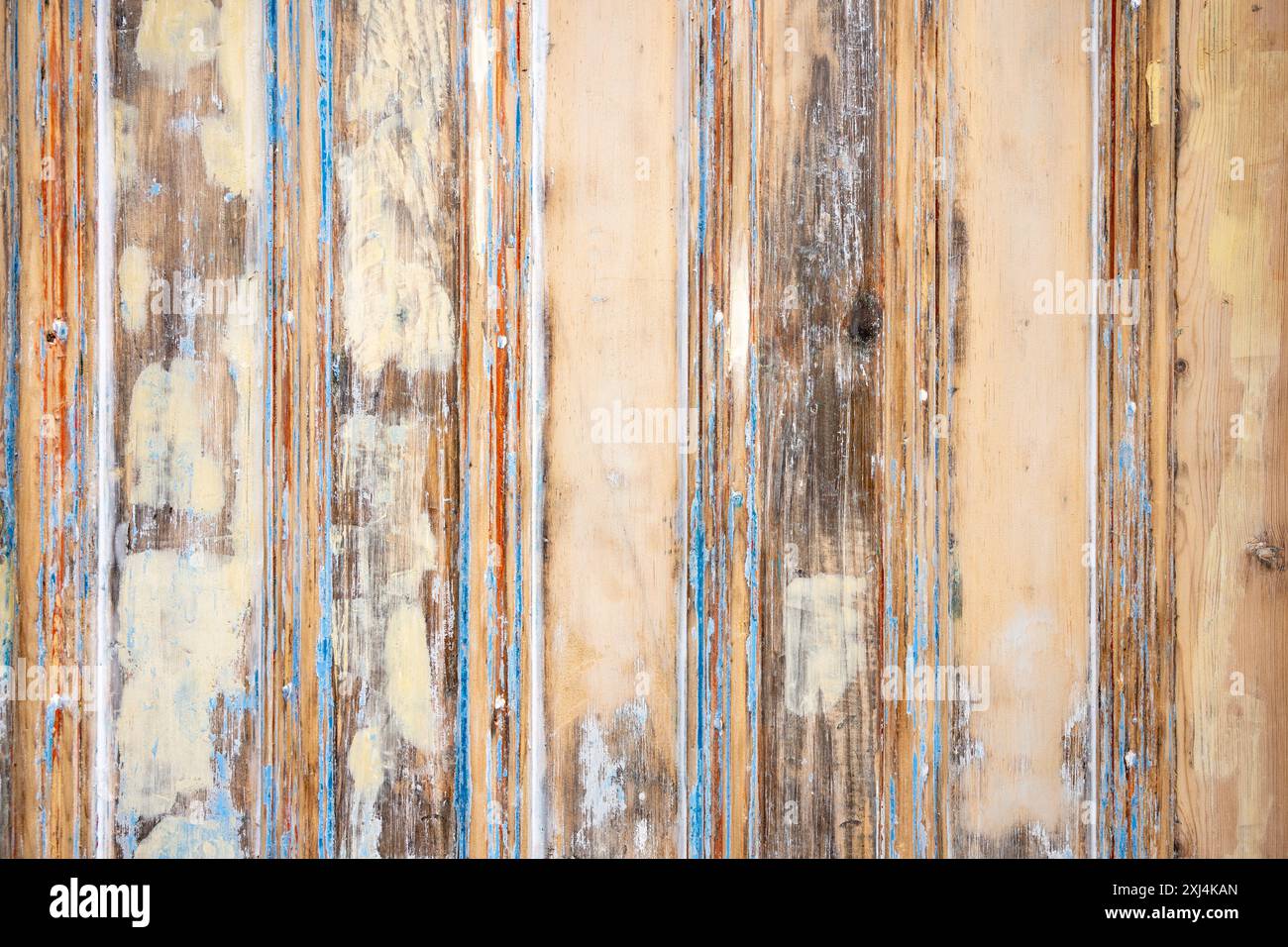 Old door restoration - close up detail of sanded wooden door filled ...