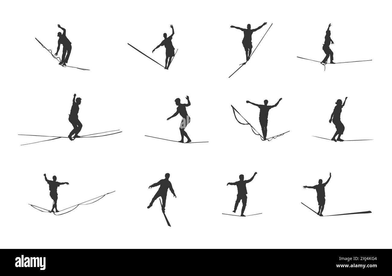 Slackline rope silhouette, Slacklining silhouette, Slackline rope ...