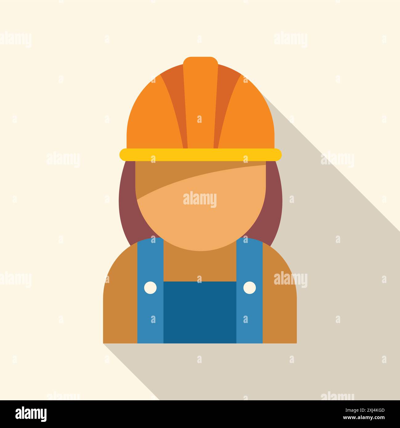 Simple and colorful icon of a female construction worker wearing a hard ...