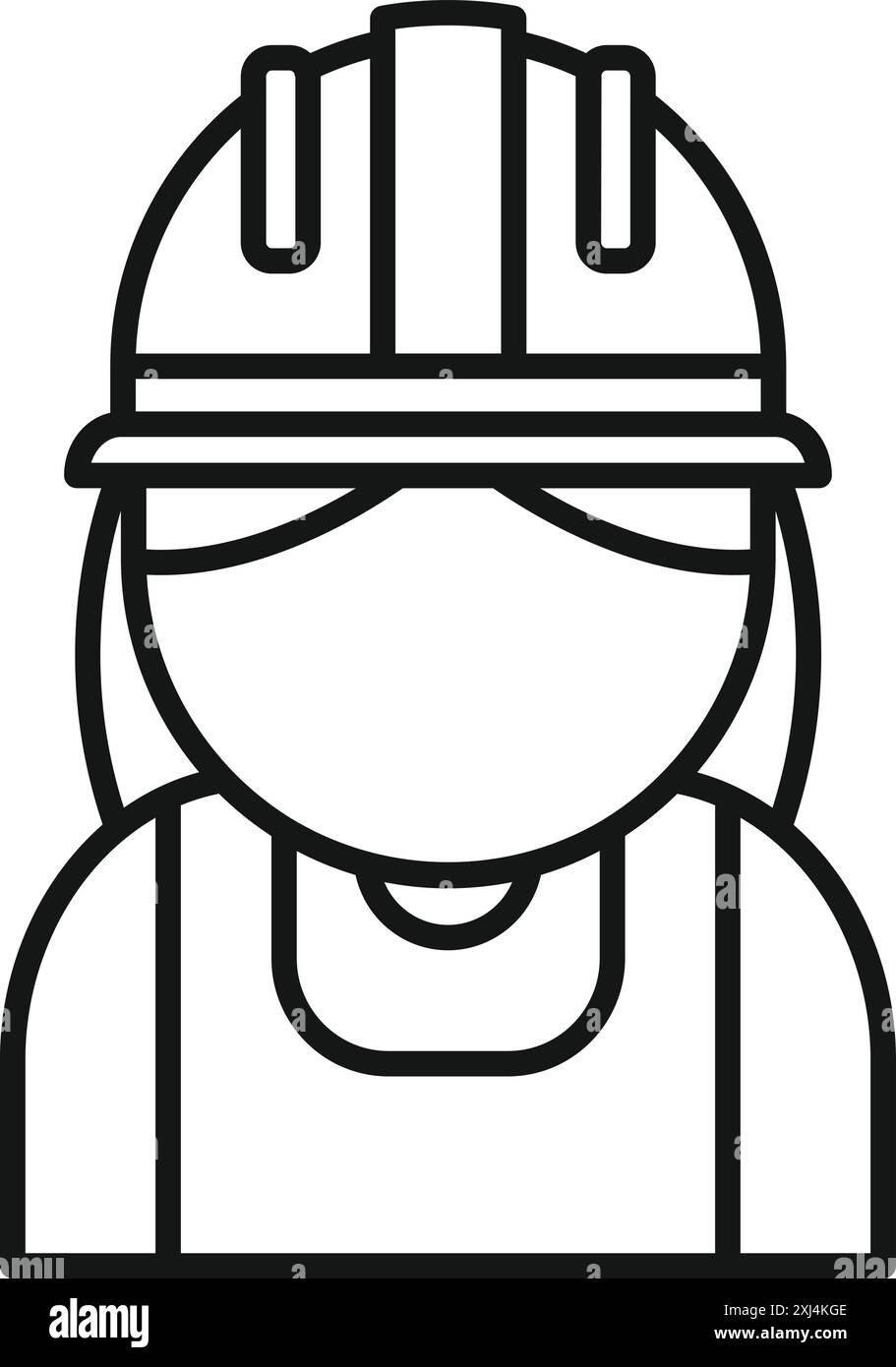 Simple line icon of a female construction worker wearing a hard hat for ...