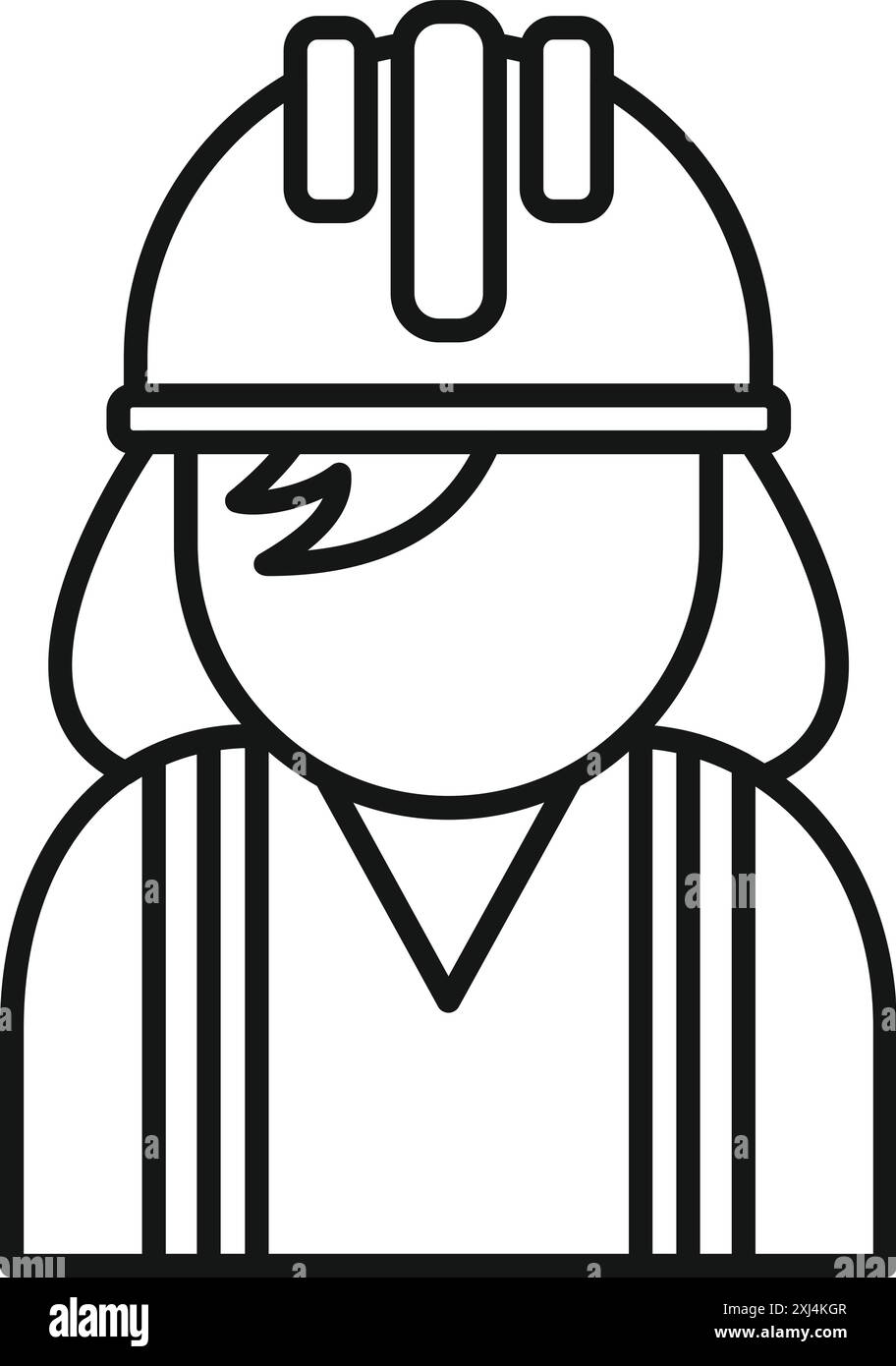 Simple, bold line drawing of a female construction worker wearing a ...