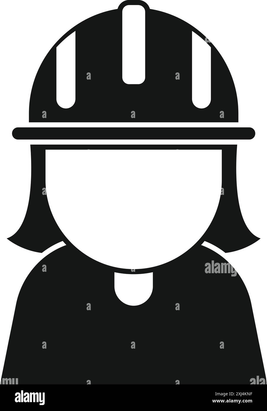 Simple icon of a female construction worker wearing a hard hat ...