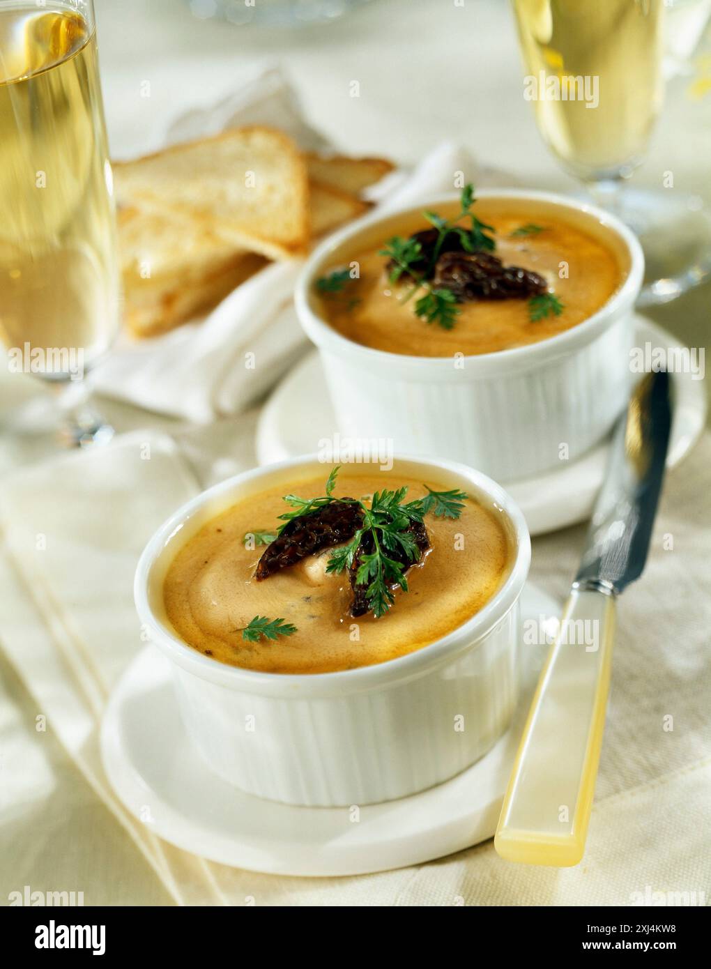 Chicken mousse individual aspic terrines with morels Stock Photo - Alamy