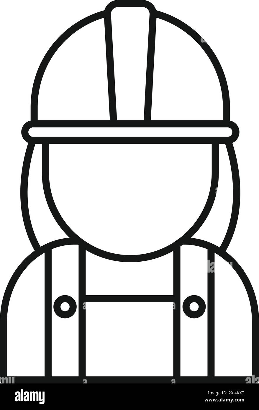 Line drawing of a female construction worker wearing a hard hat and ...