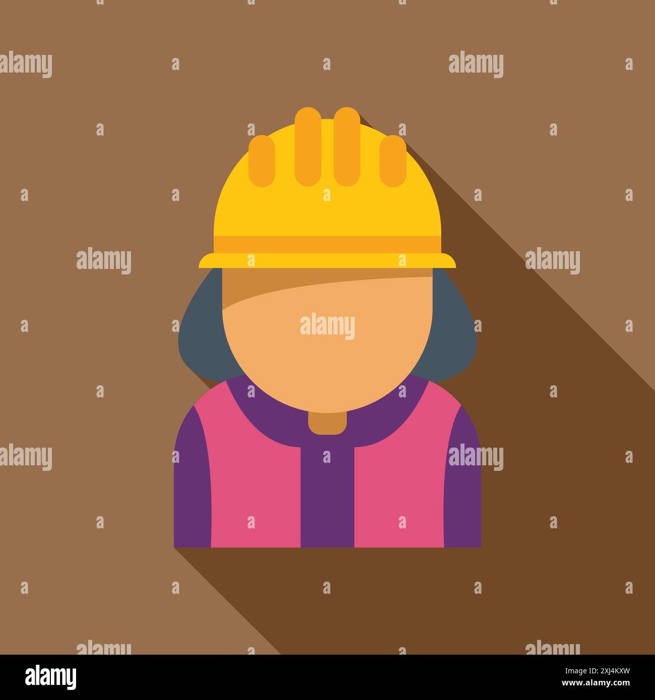 Colorful icon of a female construction worker wearing a hard hat ...