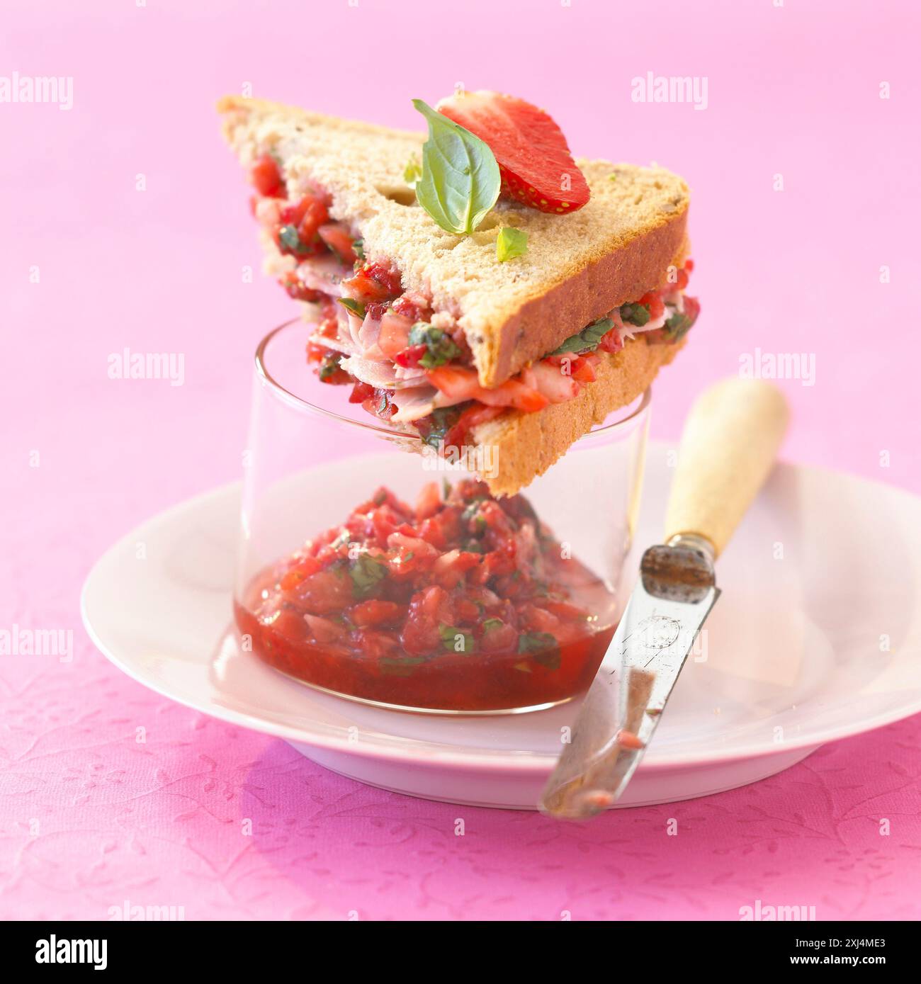 Ham and strawberry sandwich Stock Photo - Alamy