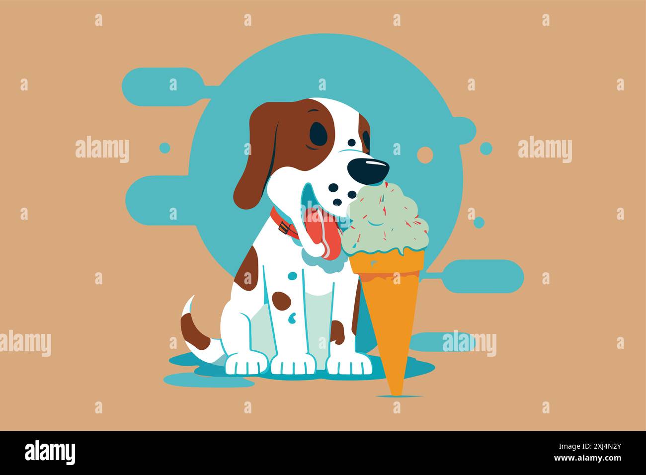 Dog eat ice cream vector illustration Stock Vector Image & Art - Alamy