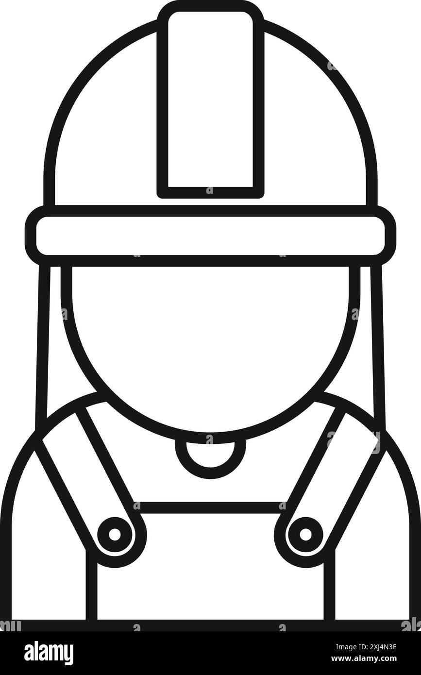 Line drawing of a female construction worker wearing a hard hat and ...