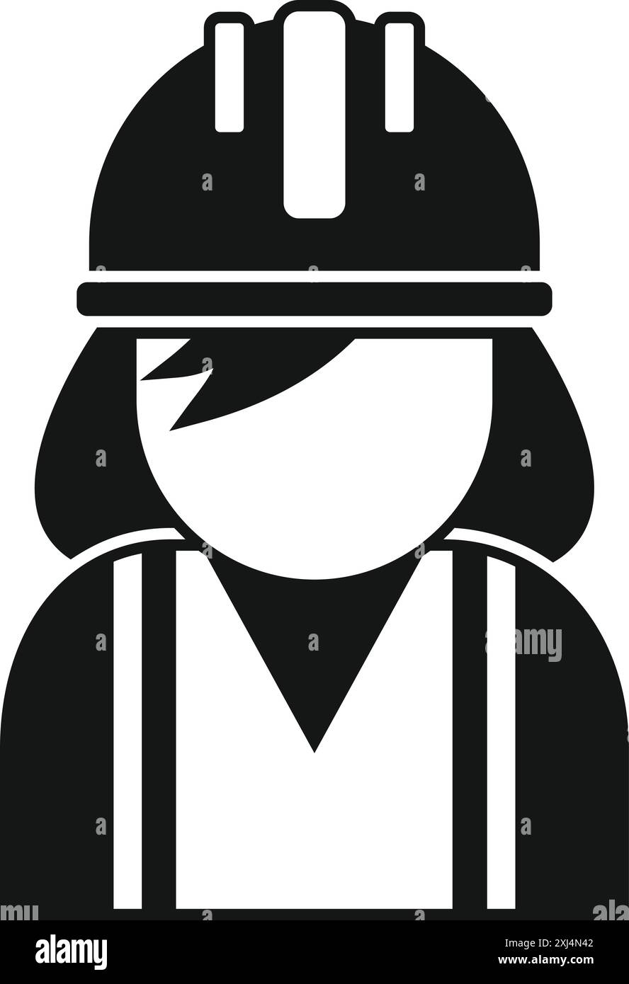 Simple icon of a female construction worker wearing a hard hat Stock ...