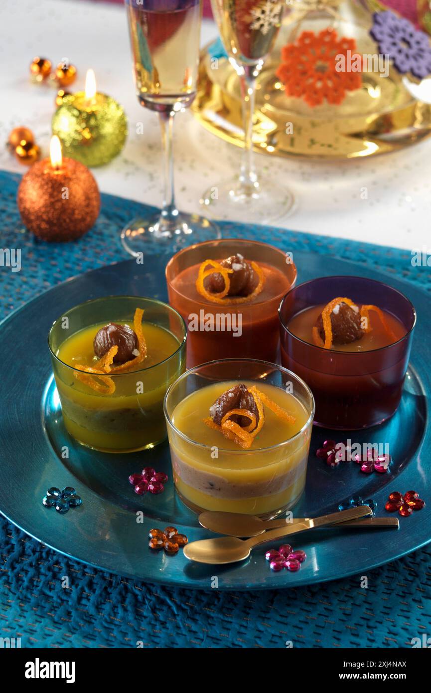 Chestnut mousse with orange jelly Stock Photo - Alamy