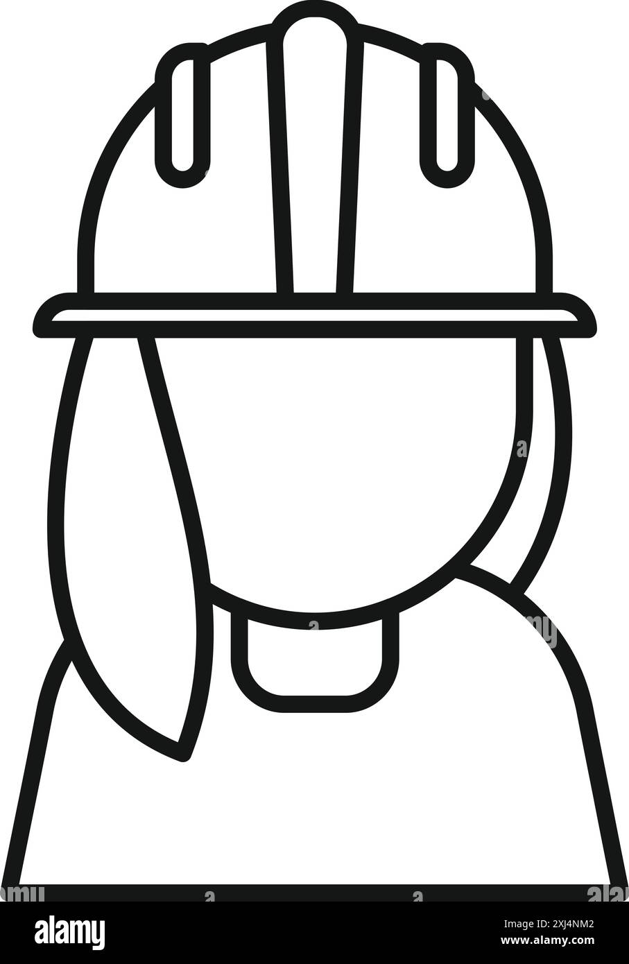 Line drawing of a female construction worker wearing a hard hat for ...