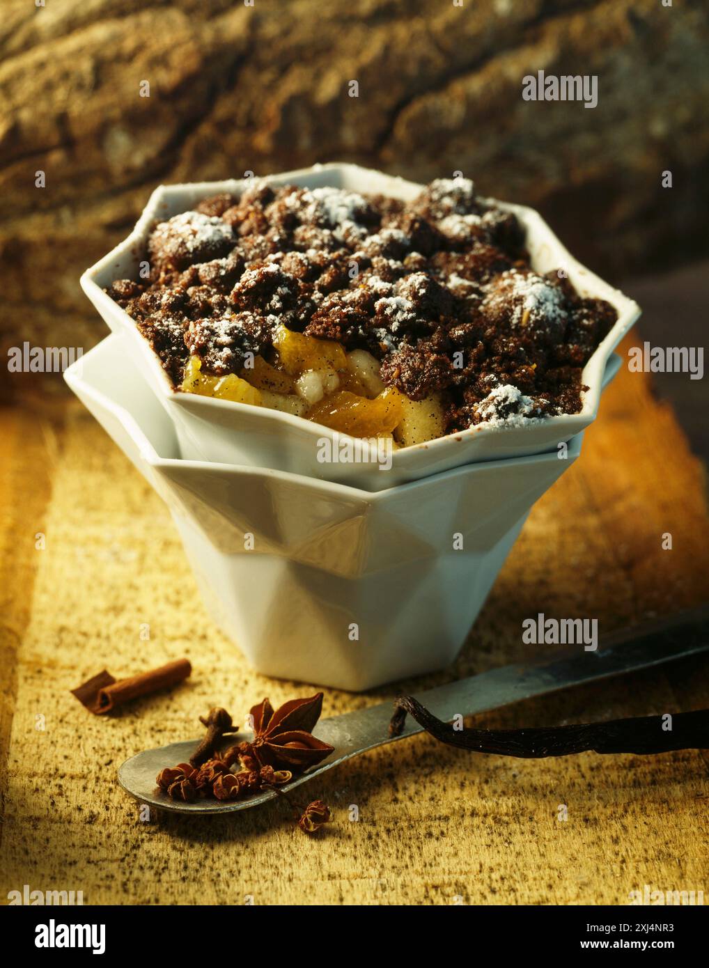 Fruit and chocolate topping crumble Stock Photo - Alamy