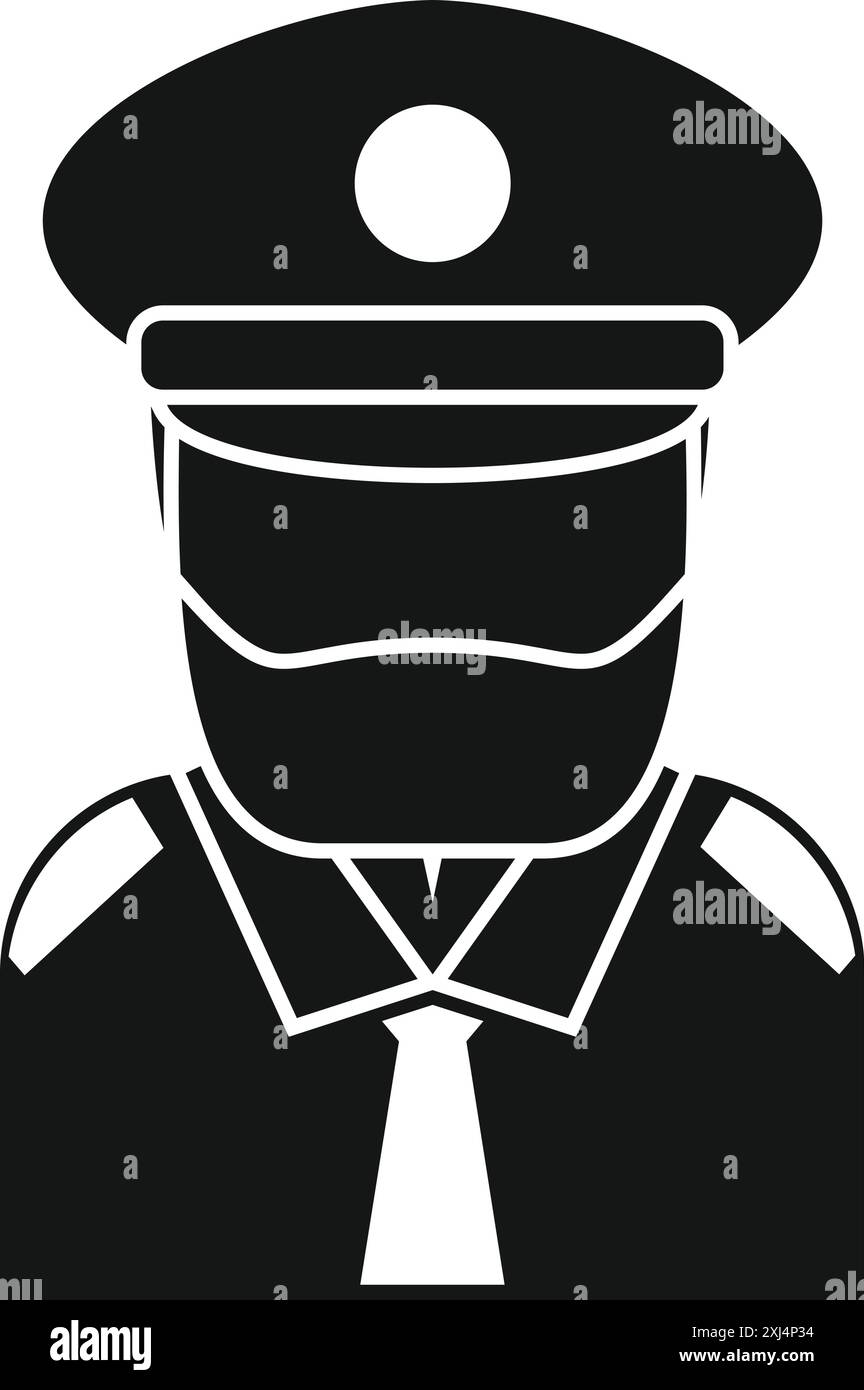 Black and white silhouette of a security guard wearing a uniform Stock ...