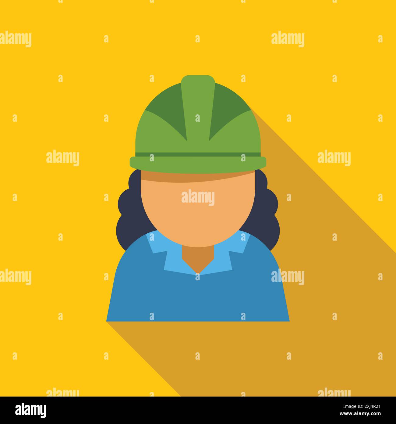 Simple icon of a female construction worker wearing a hard hat ...