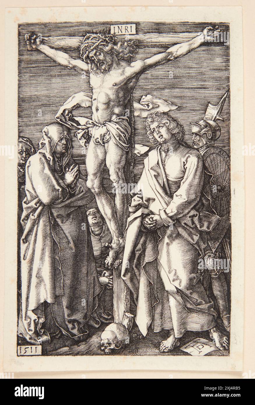 Copper engraving by Albrecht Dürer illustrating the Crucifixion of ...