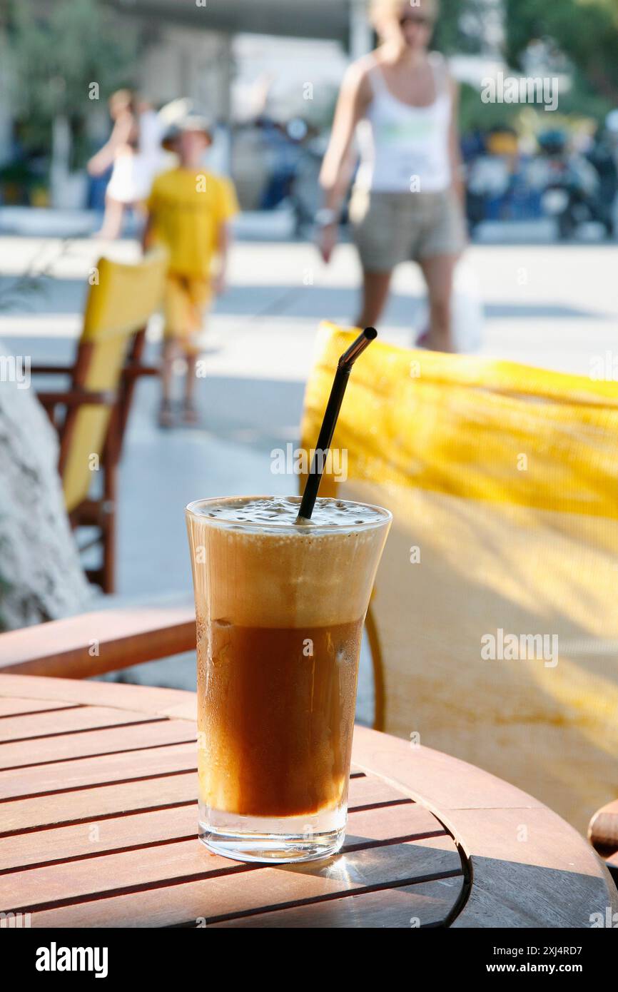 Iced coffee on the terrace Stock Photo - Alamy