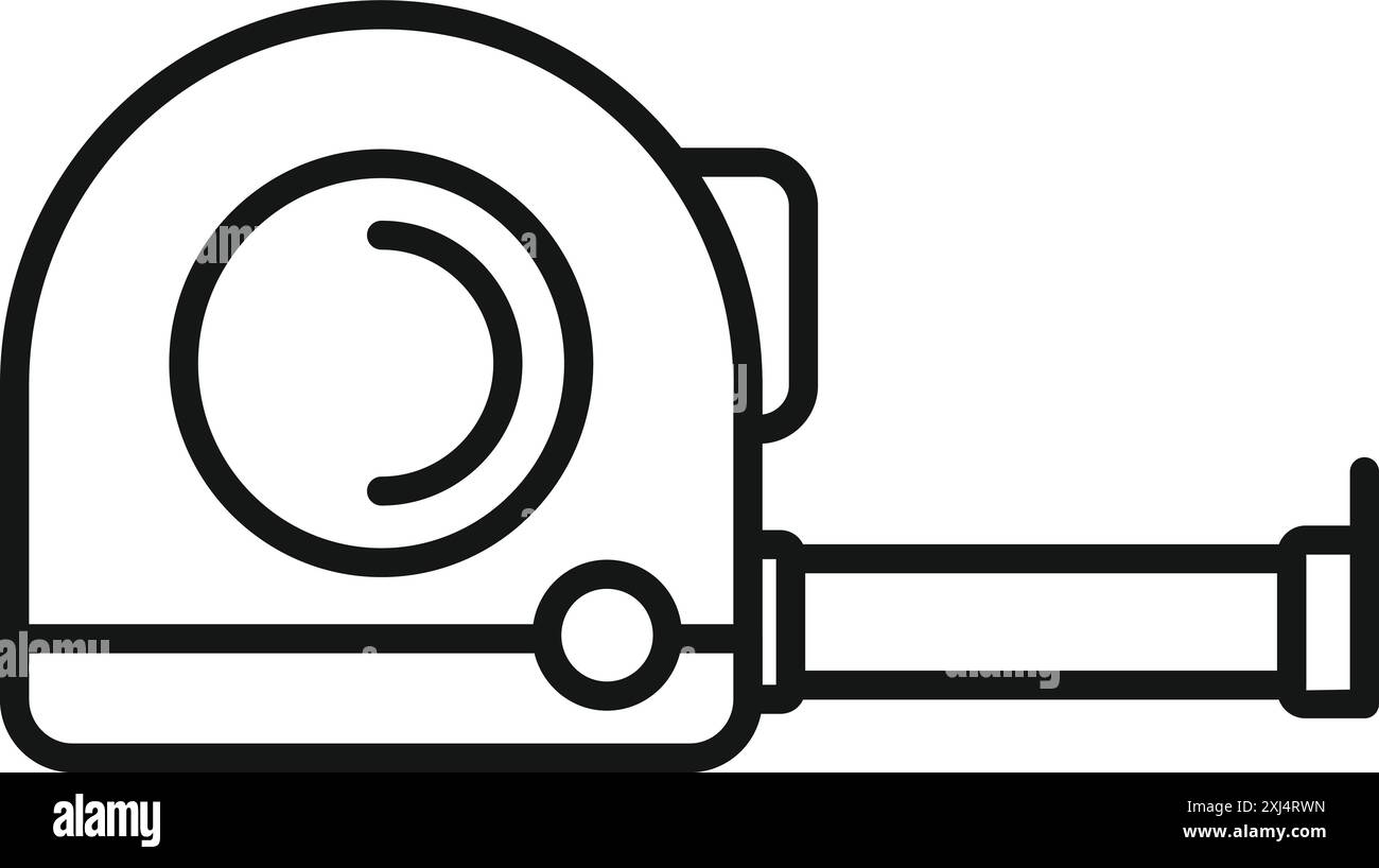 Measuring tape icon in outline style illustrating the concept of length ...