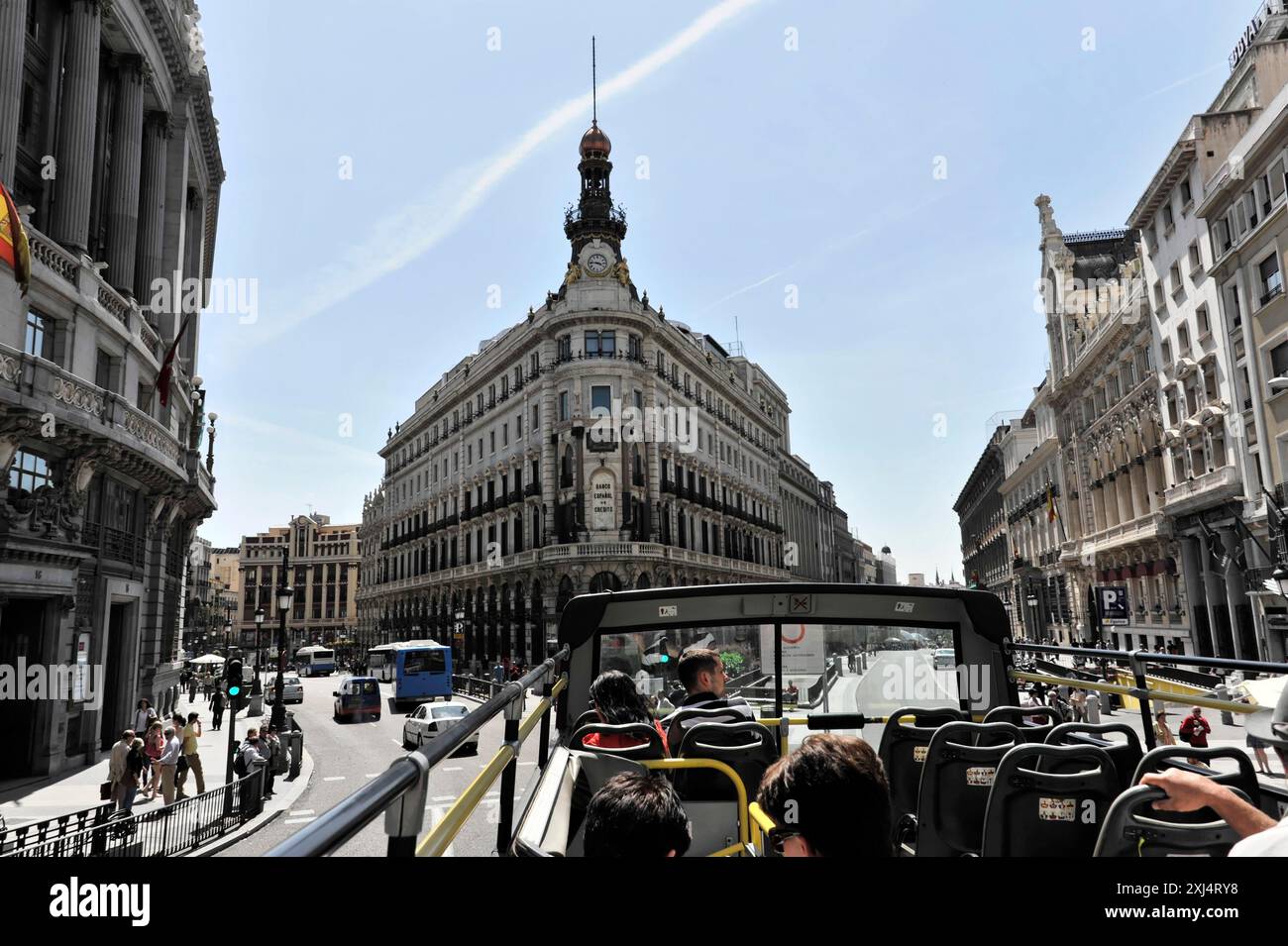 Madrid, Spain, Europe, Urban scene with impressive buildings, busy ...