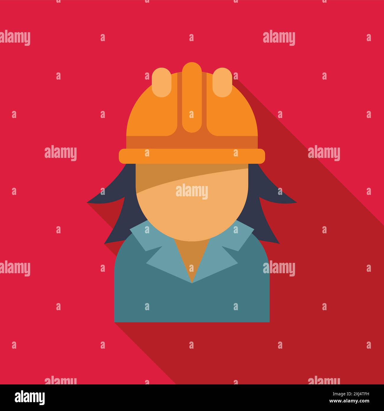 Minimalist illustration of a female construction worker wearing a hard ...