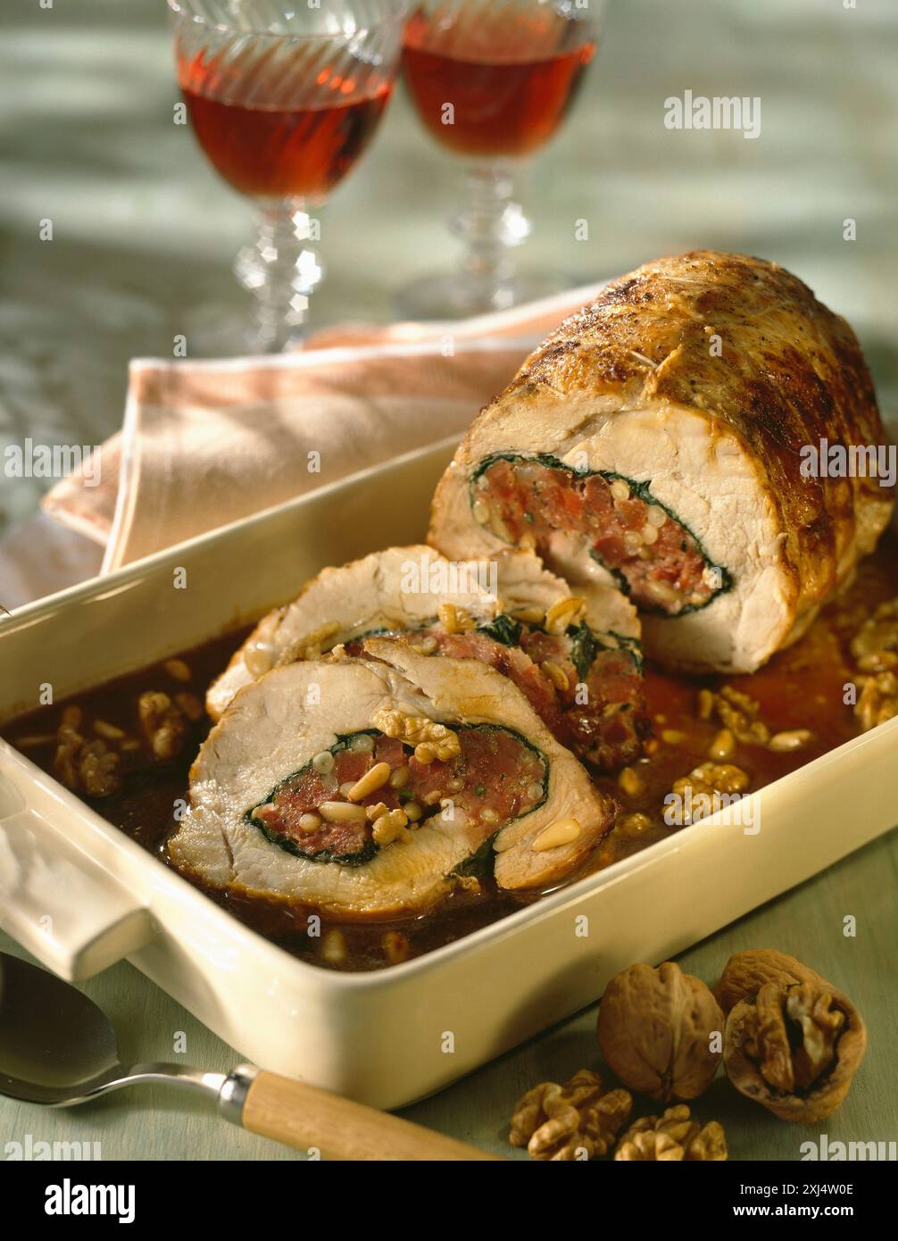 Roast veal stuffed with dried fruit Stock Photo - Alamy