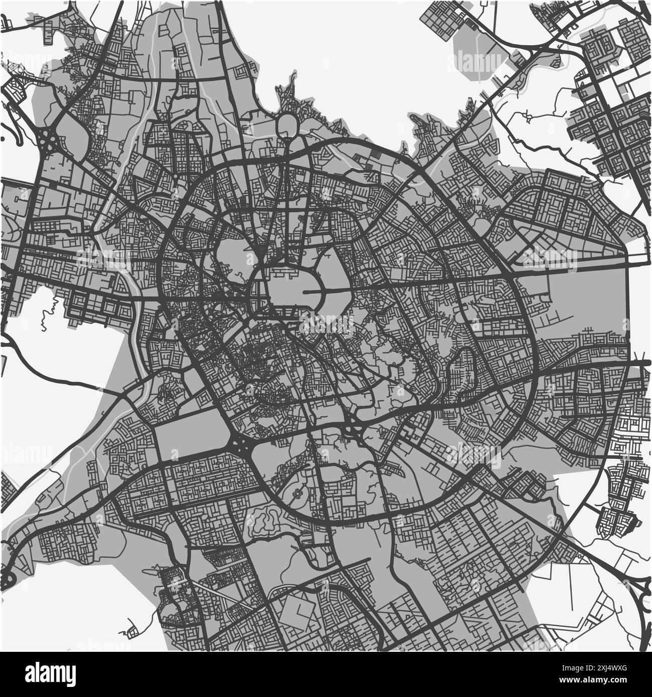 Map of Medina in Saudi Arabia in grayscale. Contains layered vector ...