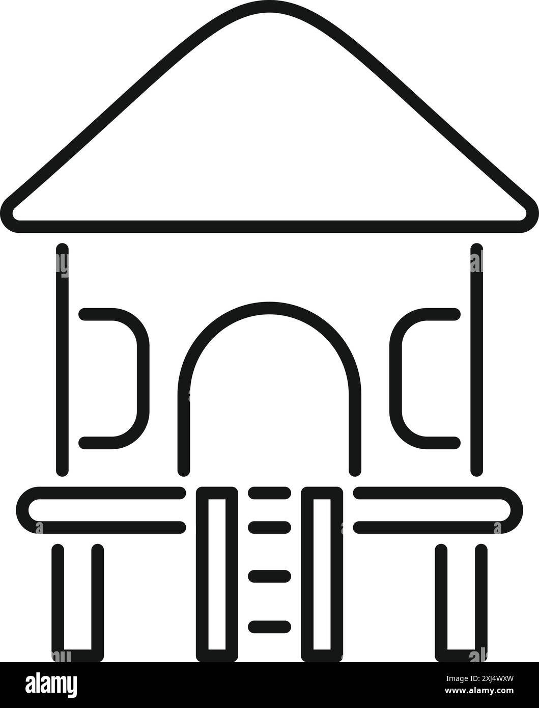 Line drawing of playground equipment featuring a slide and ladder for ...