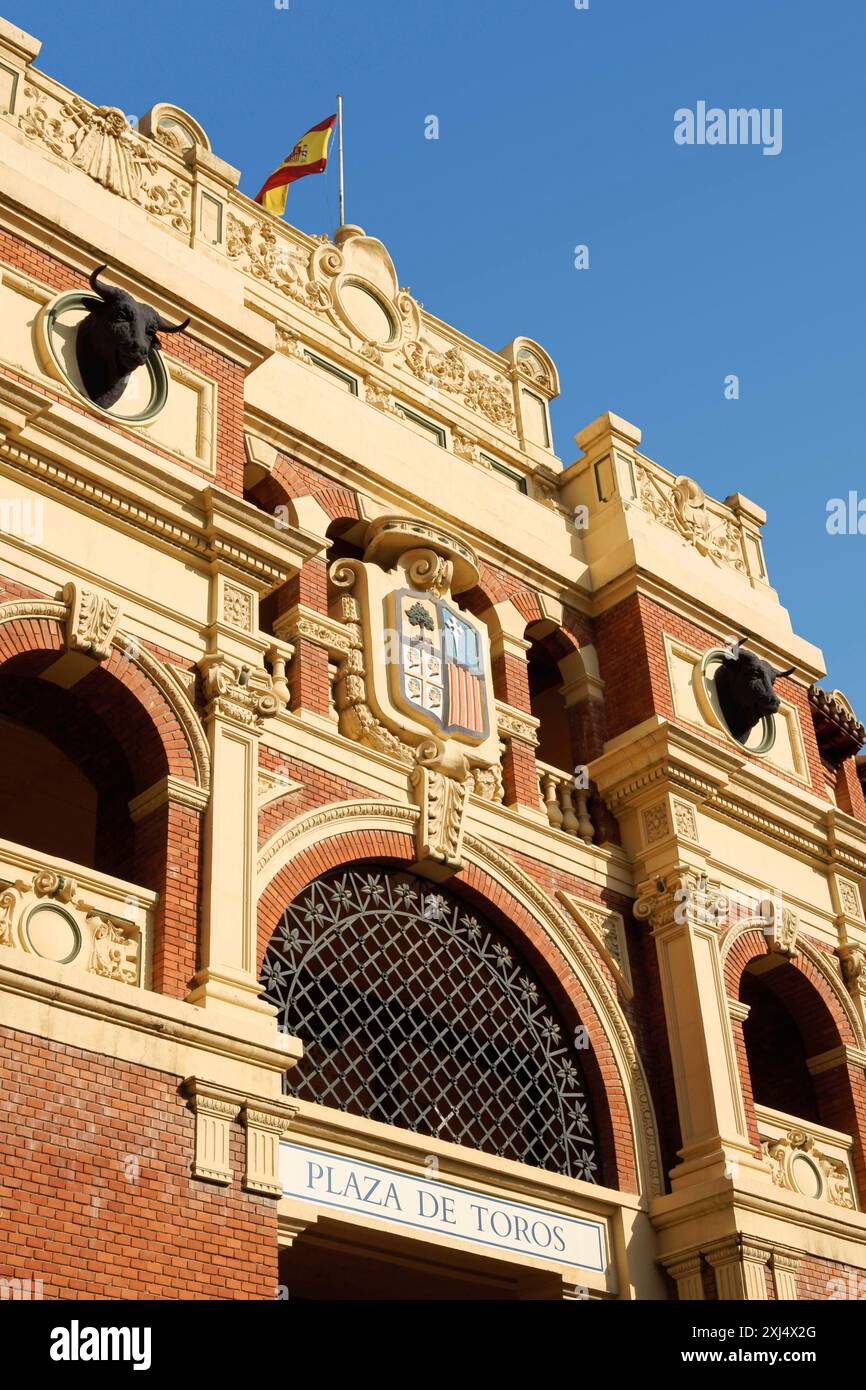 Detail of Plaza de toros (bullring) in Zaragoza, Spain. This stadium ...