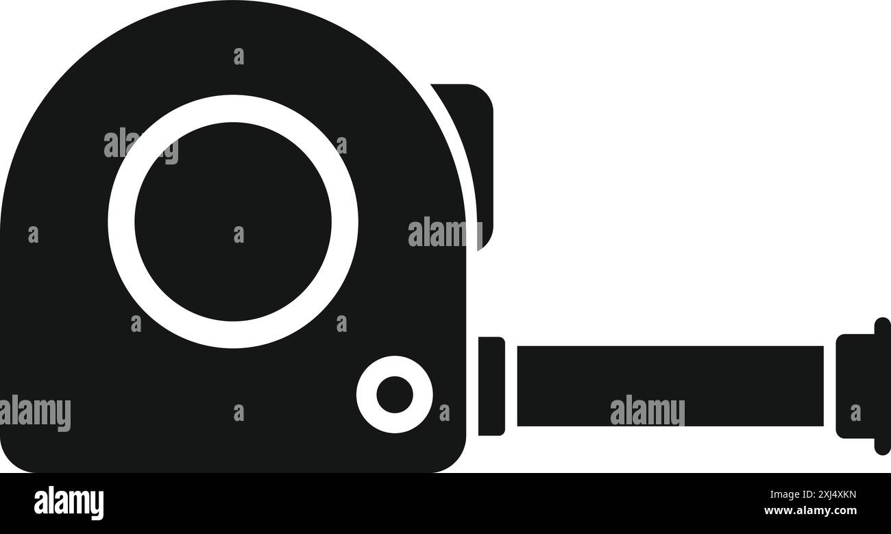 Black silhouette icon of a roulette measuring tape, a tool used in ...