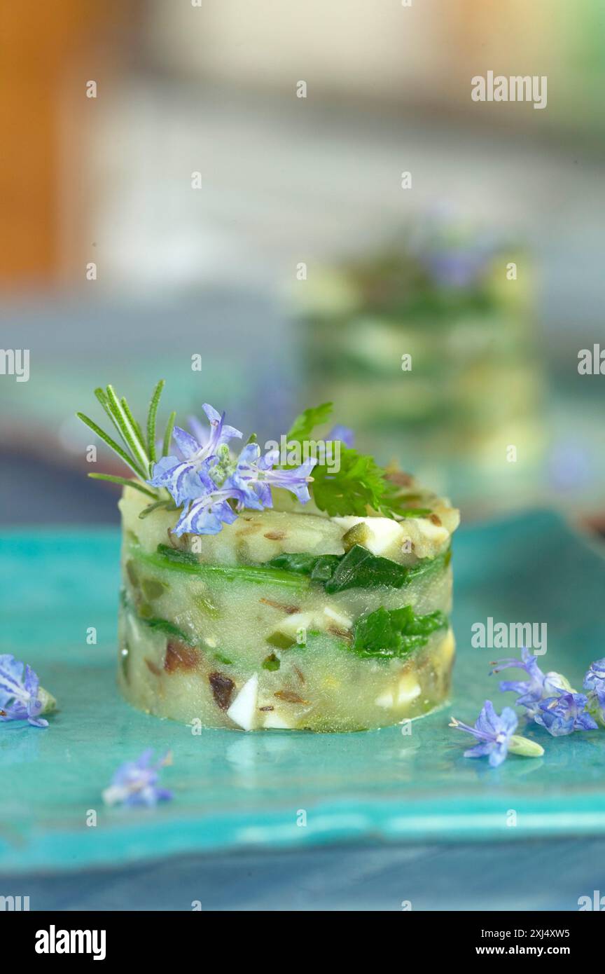 Timbale of seitan and potato lasagnes Stock Photo - Alamy