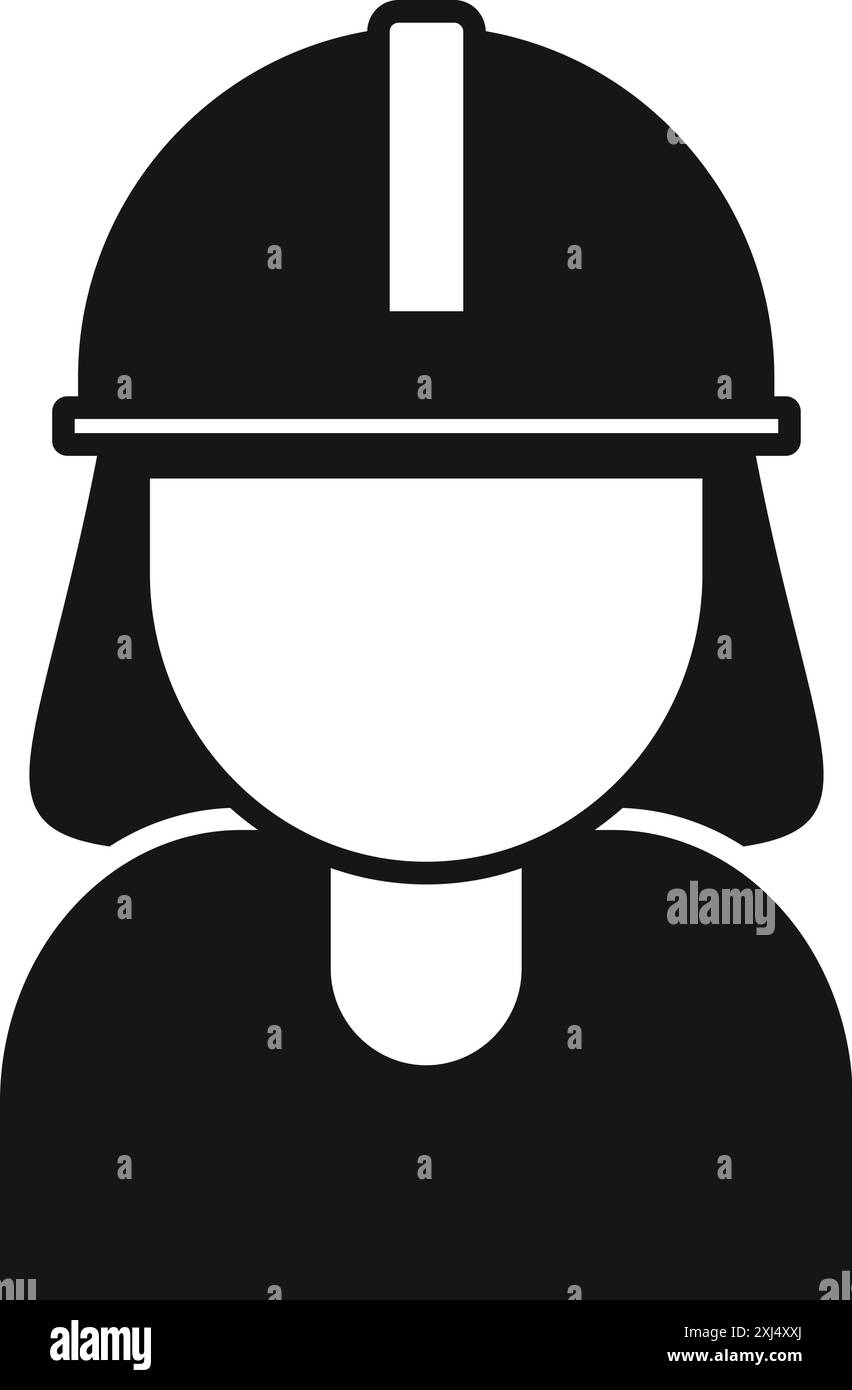 Simple, bold icon of a female construction worker wearing a hard hat ...