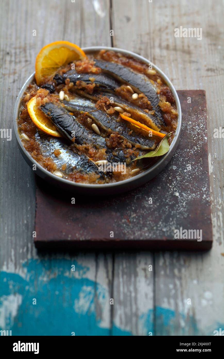 Sardine fillets marinated with orange Stock Photo - Alamy