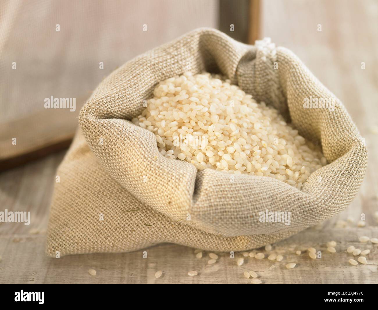 Bag of bomba rice Stock Photo - Alamy