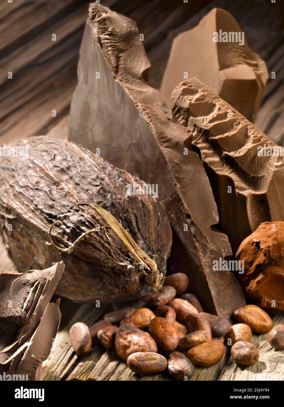 Composition with cocoa products Stock Photo - Alamy
