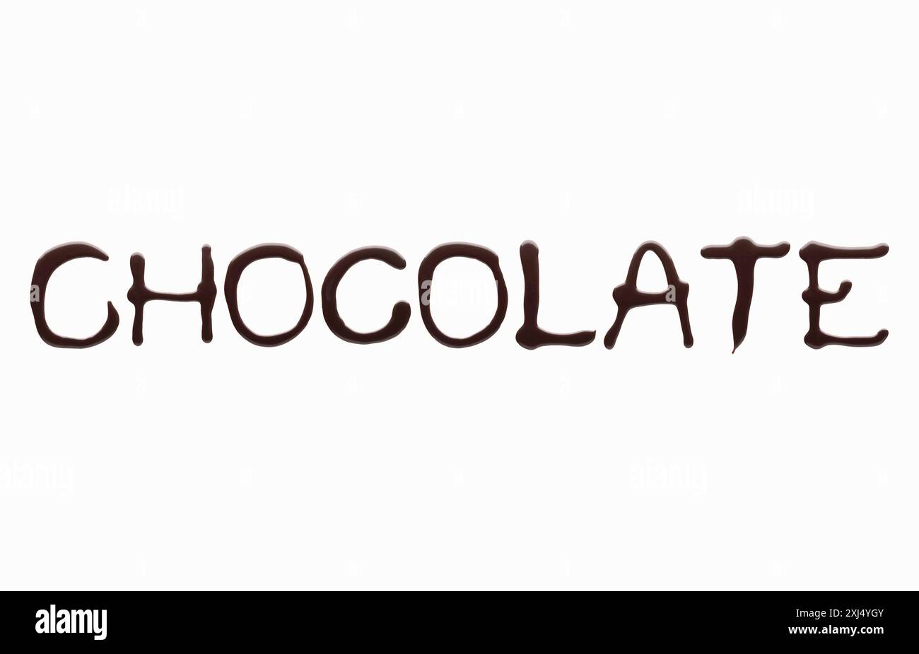 Chocolate written with melted chocolate Stock Photo - Alamy