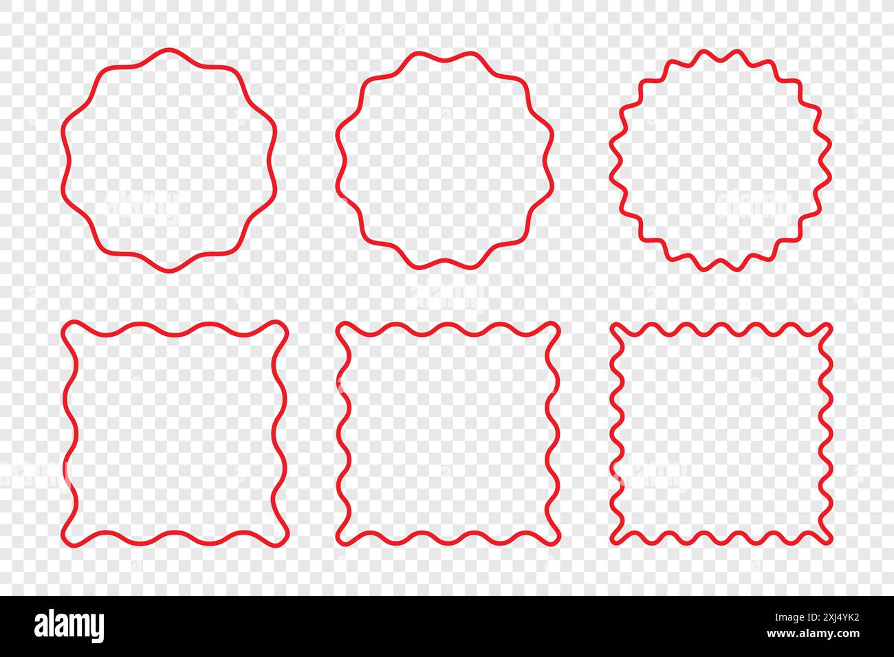 Wave frame icon set. Wavy edge rectangle line frame Stock Vector Image ...